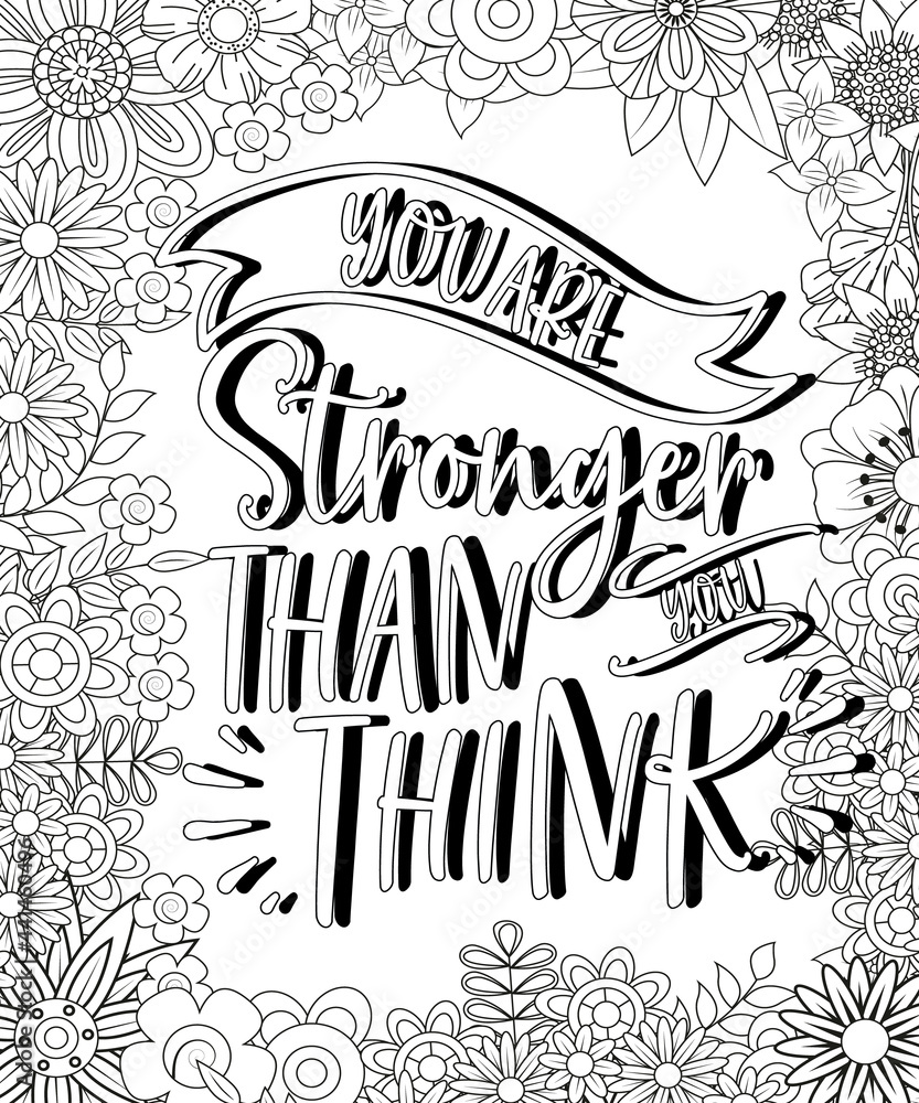 Quote coloring page. Affirmation coloring. Vector illustration. Stock ...