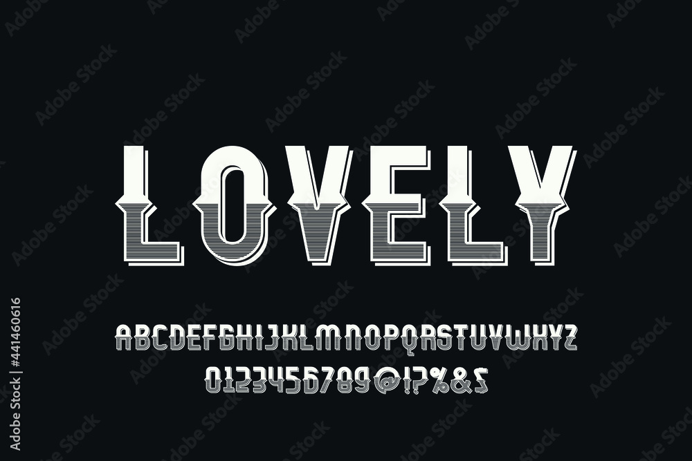 vintage font, green and orange background, vector alphabet, letters and ...