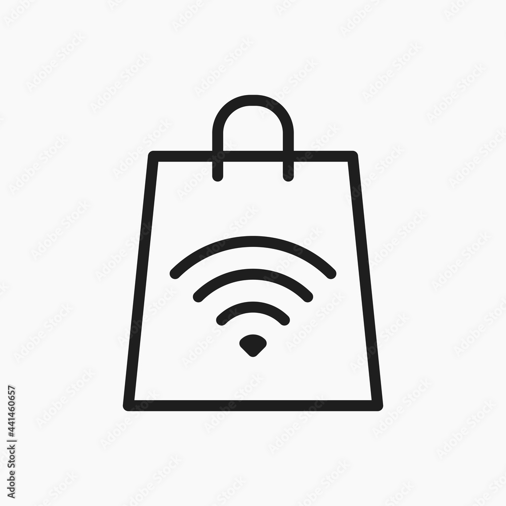 Bag Wireless Logo Concept. Black and Grey. Line Logo Type. Outline Icon ...