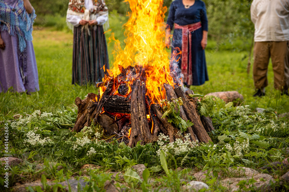 The celebration of the pagan Slavic holiday of Ivan Kupala Day or ...