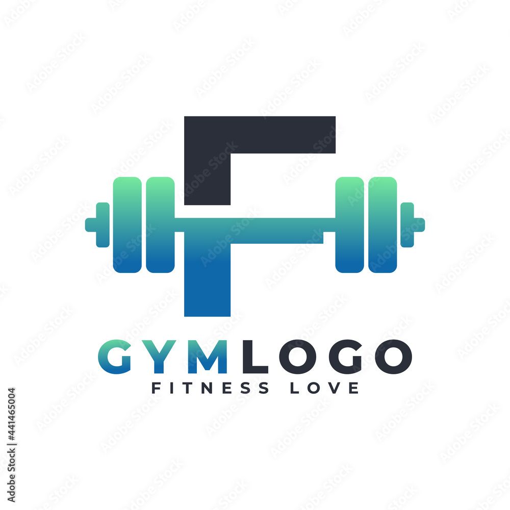 Letter F Logo With Barbell. Fitness Gym logo. Lifting Vector Logo ...