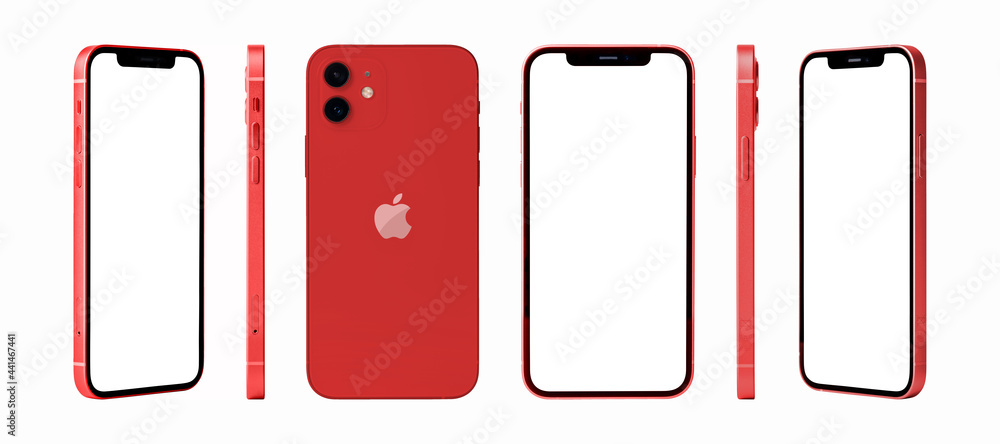 Antalya, Turkey - June 23, 2021: Newly released iphone 12 red color ...