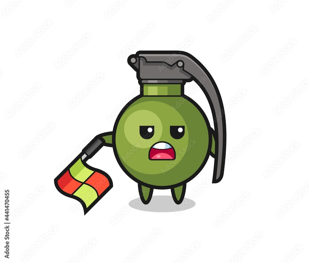 grenade character as line judge hold the flag down at a 45 degree angle ...