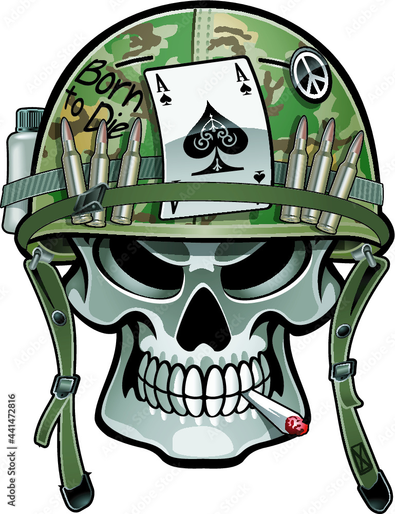 skull wearing military helmet Stock Vector | Adobe Stock