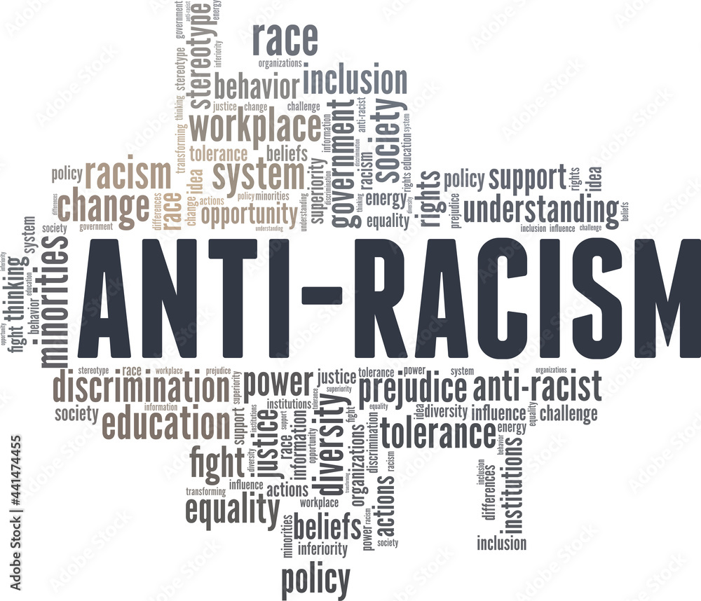 Anti-Racism vector illustration word cloud isolated on a white ...