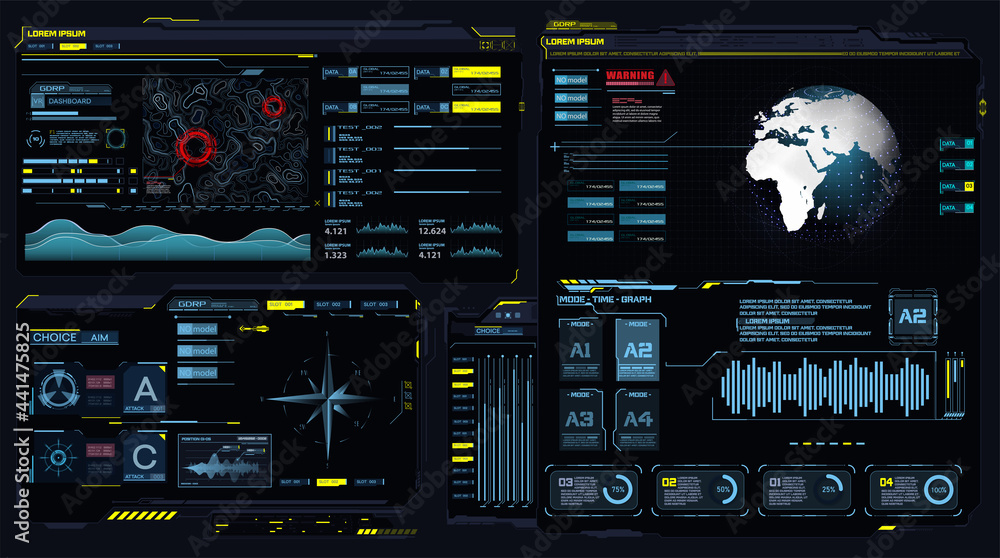 Futuristic dashboard HUD interface. Future frame hologram ui ... Futuristic dashboard HUD interface. Future frame hologram ui ...