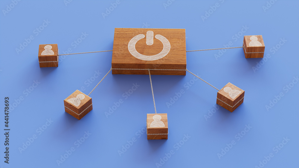 Activate Technology Concept with power Symbol on a Wooden Block. User ...