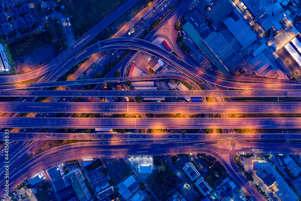 Road traffic transportation timelapse. Road and Roundabout, multilevel ...
