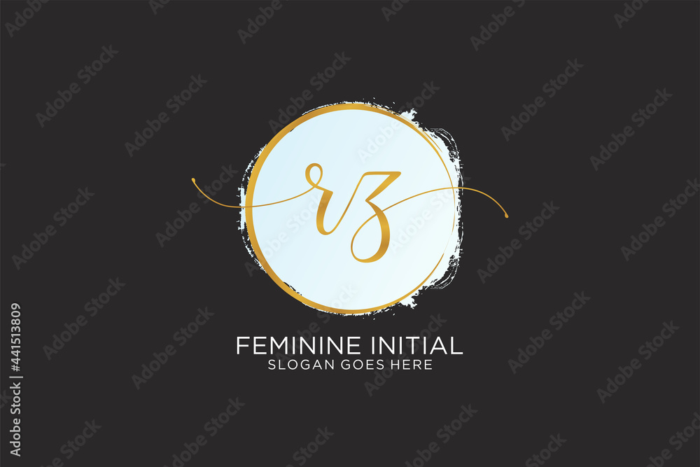 Initial RZ handwriting logo with circle template vector signature ...