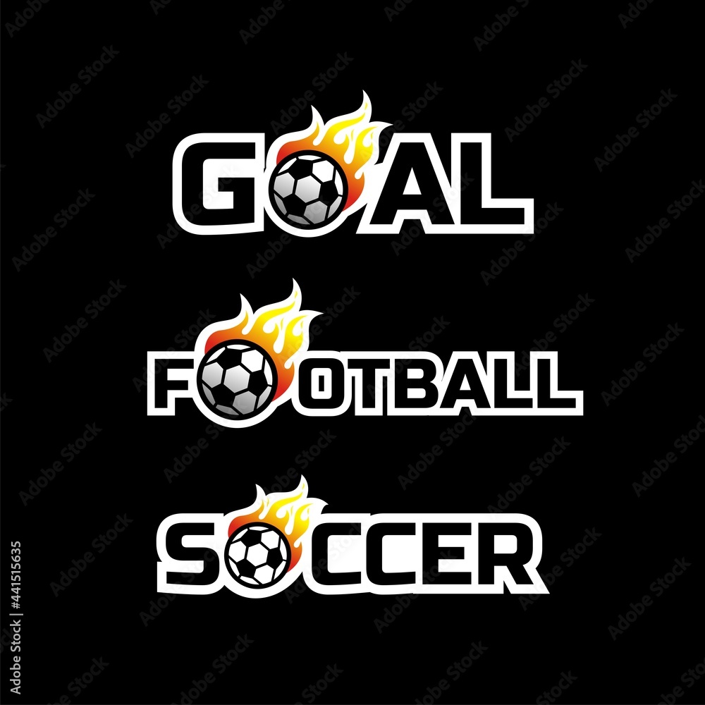 Football logo design template with ball and fire concept for soccer ...