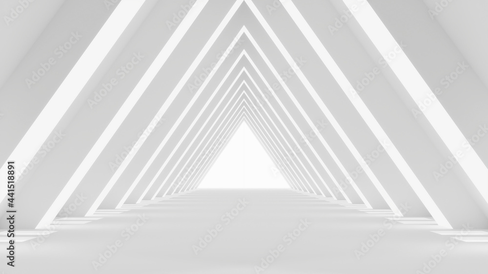 Futuristic mock up scene, abstract white triangle futuristic sci-fi ...