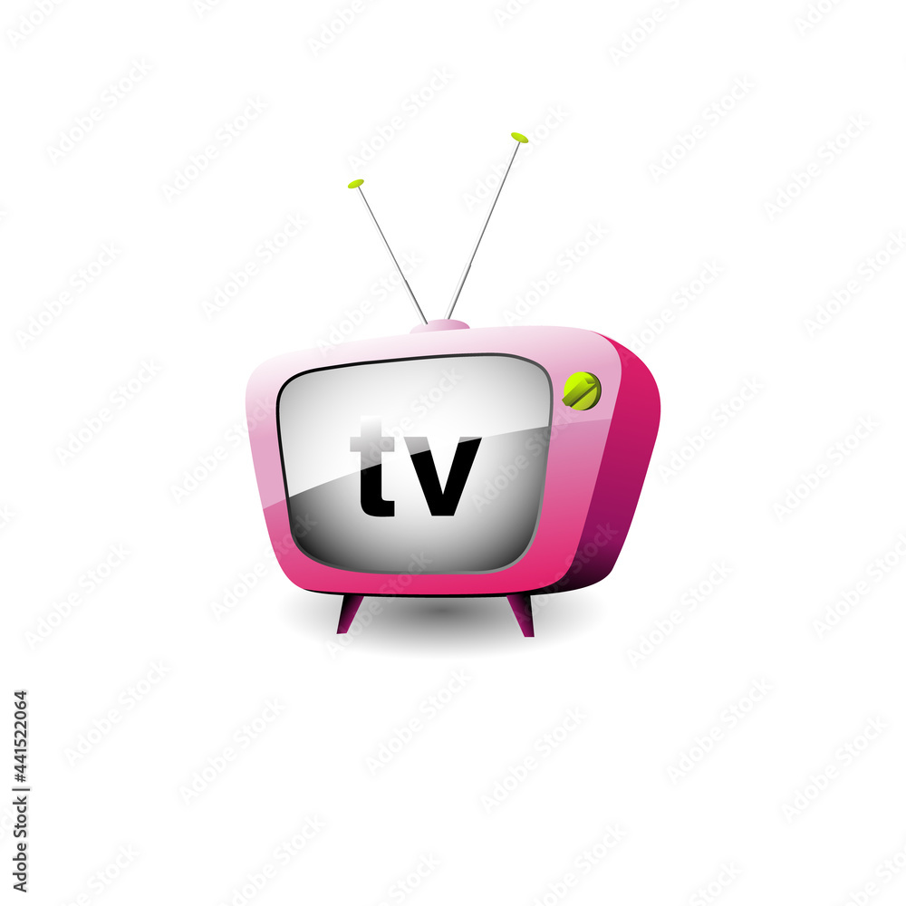 this a 3d realistic vector object of a TV in cartoony style on a white ...
