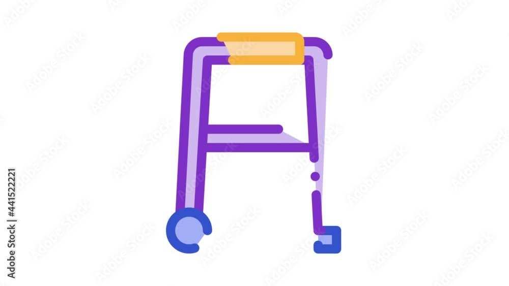 Walker Orthopedic Equipment With Rollers animated icon on white ...