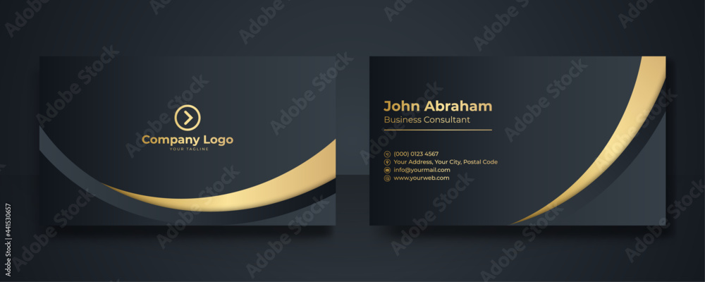 Modern simple black gold business card background. Black blue gold ...