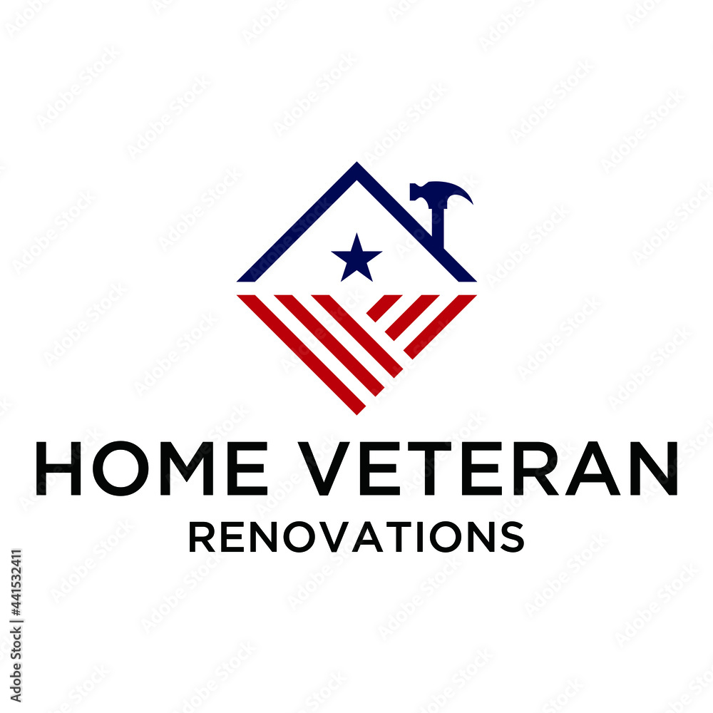 Veteran house logo design, construction logo vector. Stock Vector ...