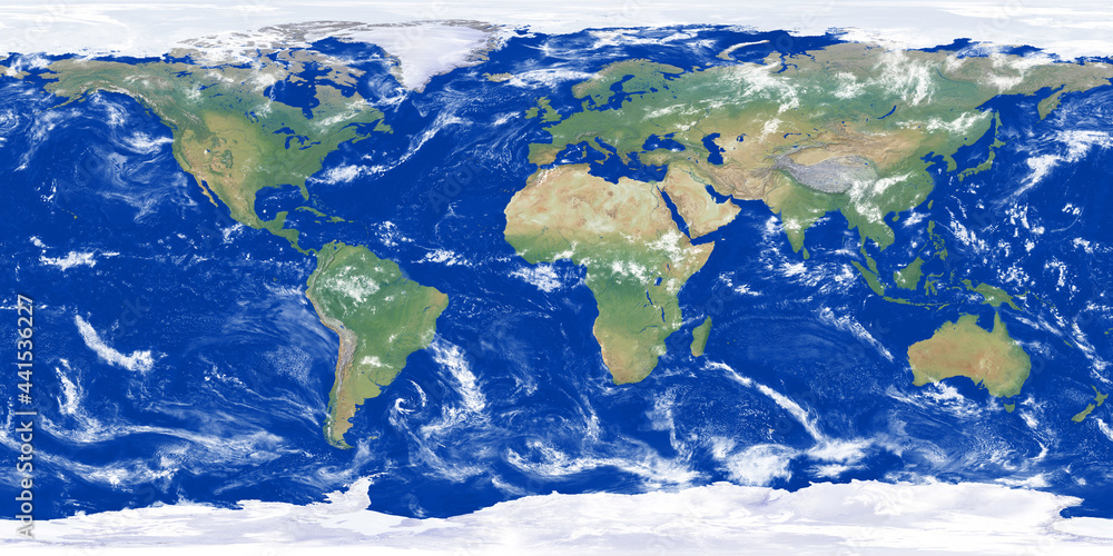 Plakat Earth map in expanded view. 3d diffuse maps. Earth map in ...