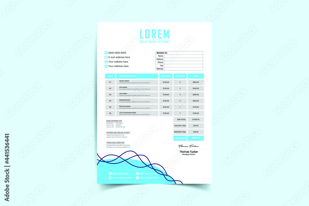 Invoice Template Design. Luxury, Modern, Elegant, Professional ...