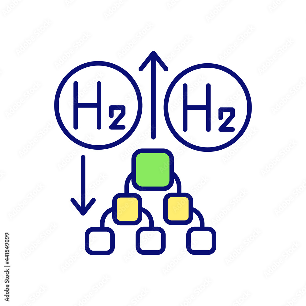 Converting microbial biomass to hydrogen RGB color icon. Fermentation ...