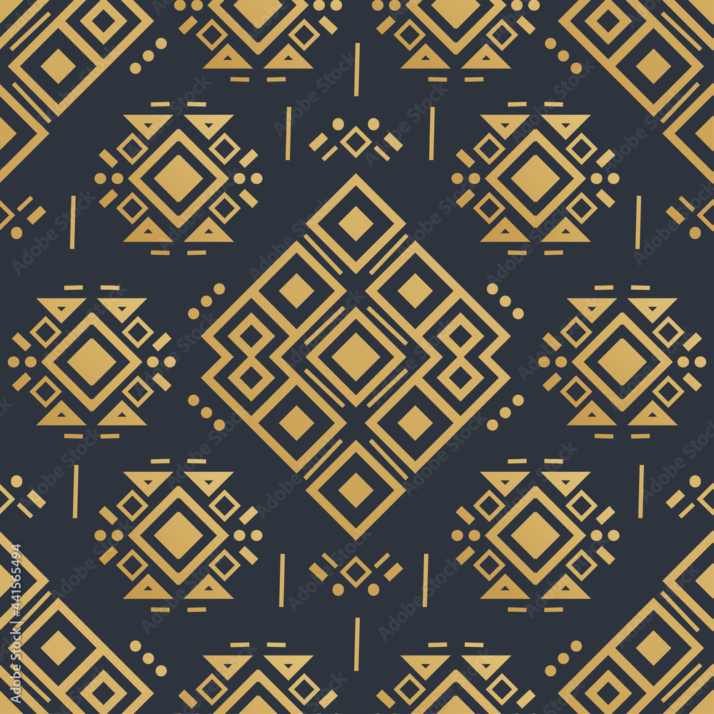 Navajo gold seamless patterns. Aztec elements, vector design. Tribal ...