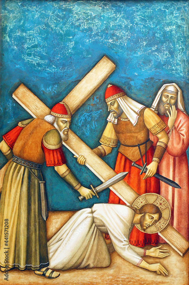 7th Stations of the Cross, Jesus falls the second time, parish church ...