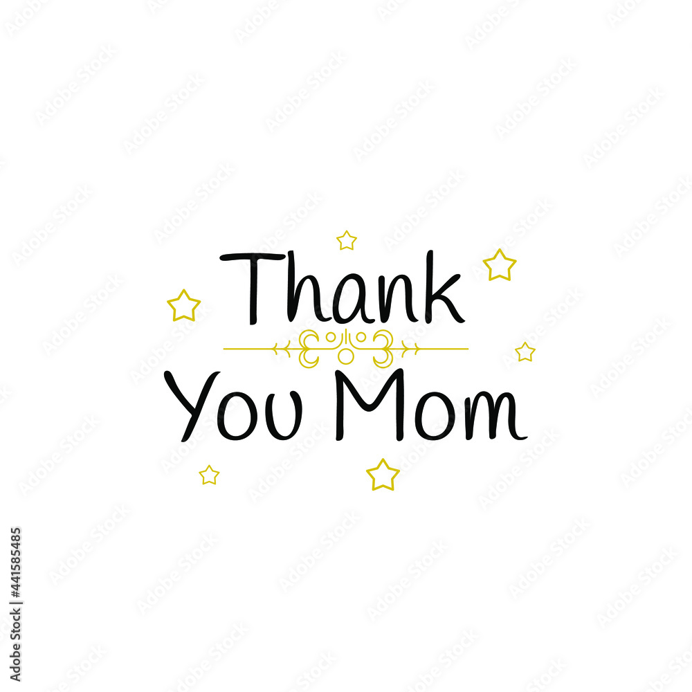 Abstract Doodle Text Thank You Mom Card Hand Draw Lettering Vector ...