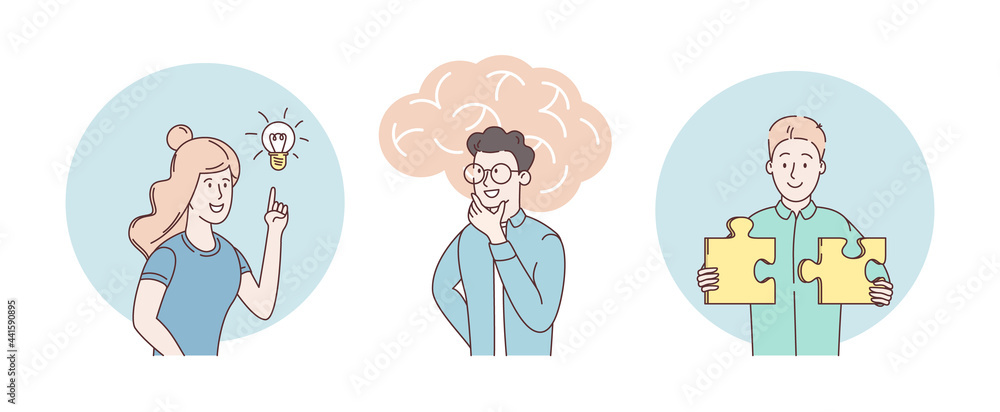 Brain activity abstract business concept vector flat illustration set ...