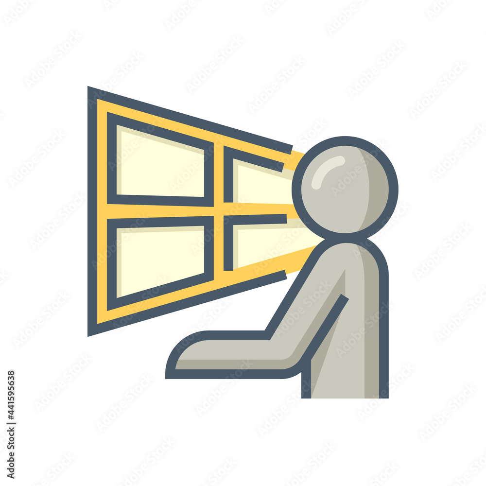 Operator man and computer vector icon. Consist of monitor screen ...