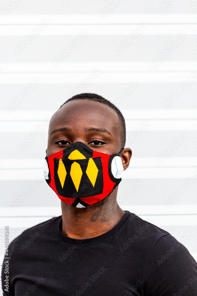 Unrecognizable black man in modern mask during COVID 19 pandemic Stock ...