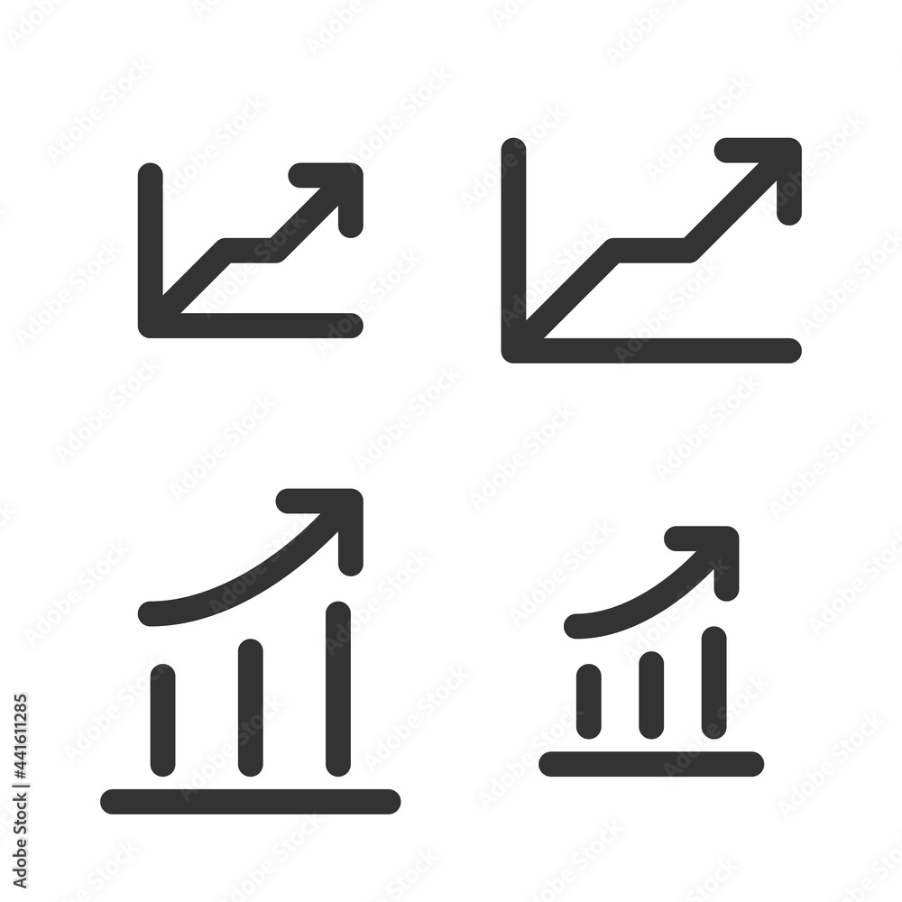 Pixel-perfect linear icons of a graph with ascending arrows in two ...