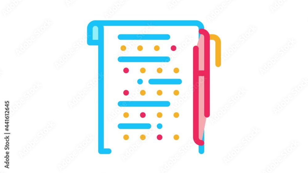 Examination Sheet with Pen Icon Animation. color Examination Sheet with ...