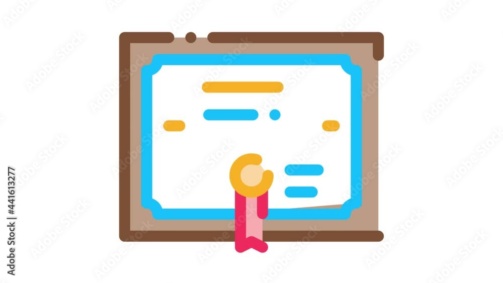 Academy Graduation Diploma Icon Animation. color Academy Graduation ...