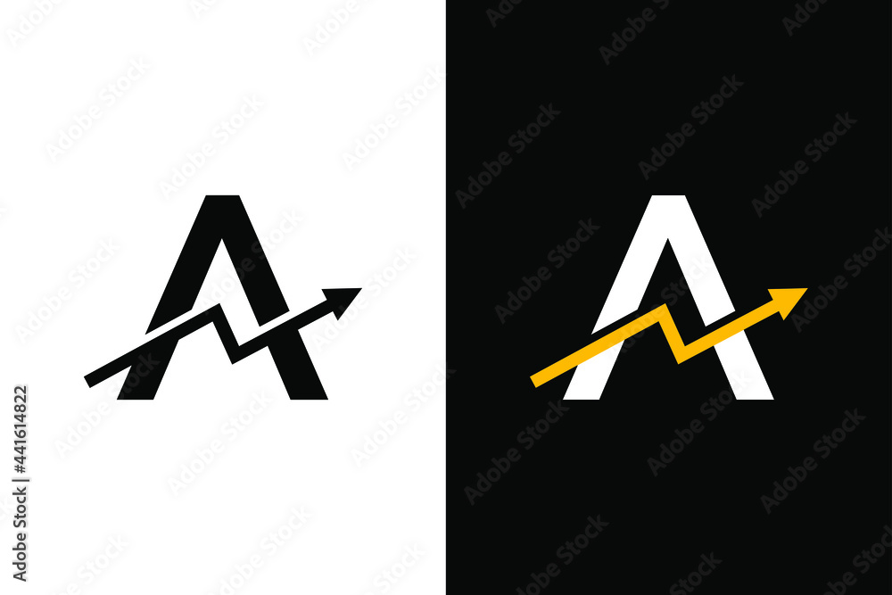 Letter A with chart arrow up concept. Very suitable in various business ...
