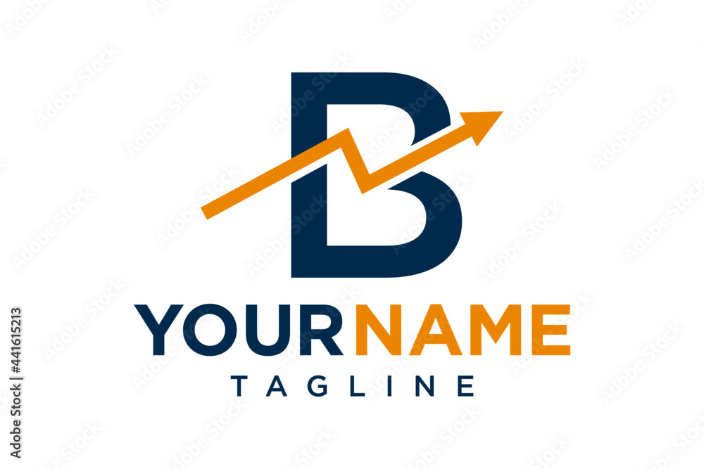 Letter B with chart arrow up concept. Very suitable in various business ...