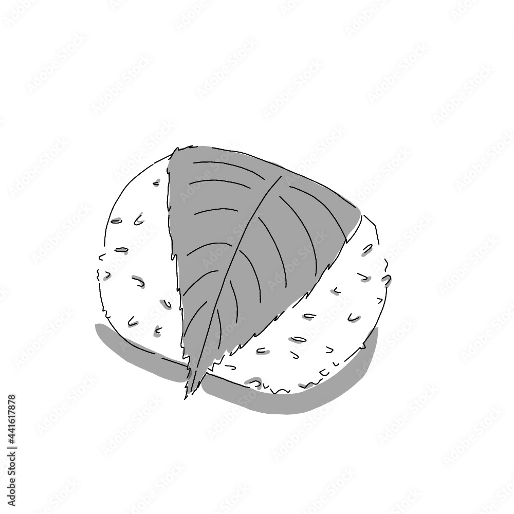 Hand drawn illustration of Japanese sweet Sakura Mochi in simple ...