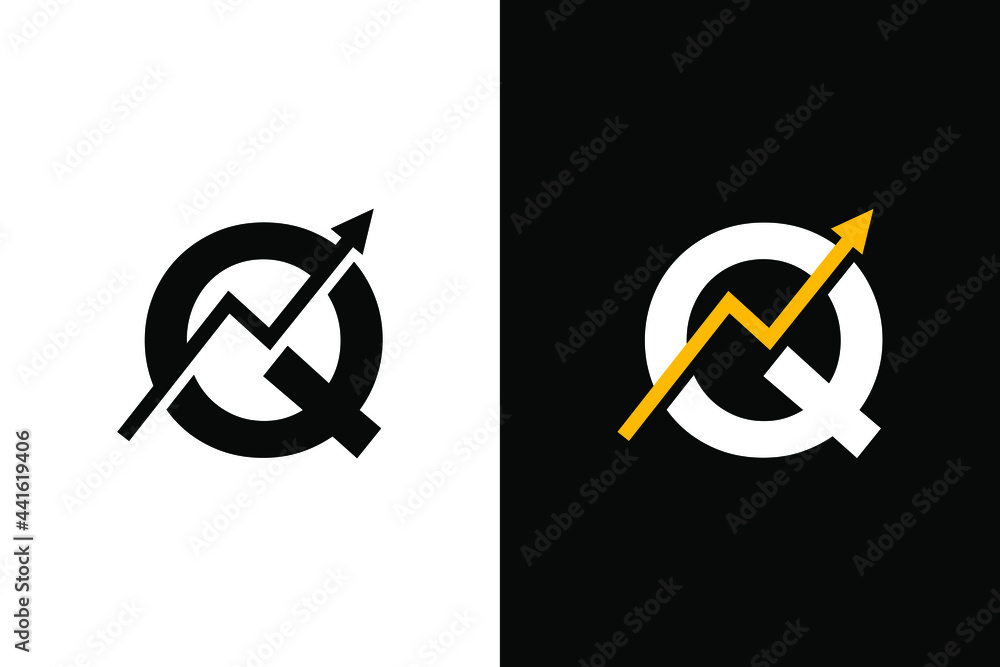 Letter Q with chart arrow up concept. Very suitable in various business ...