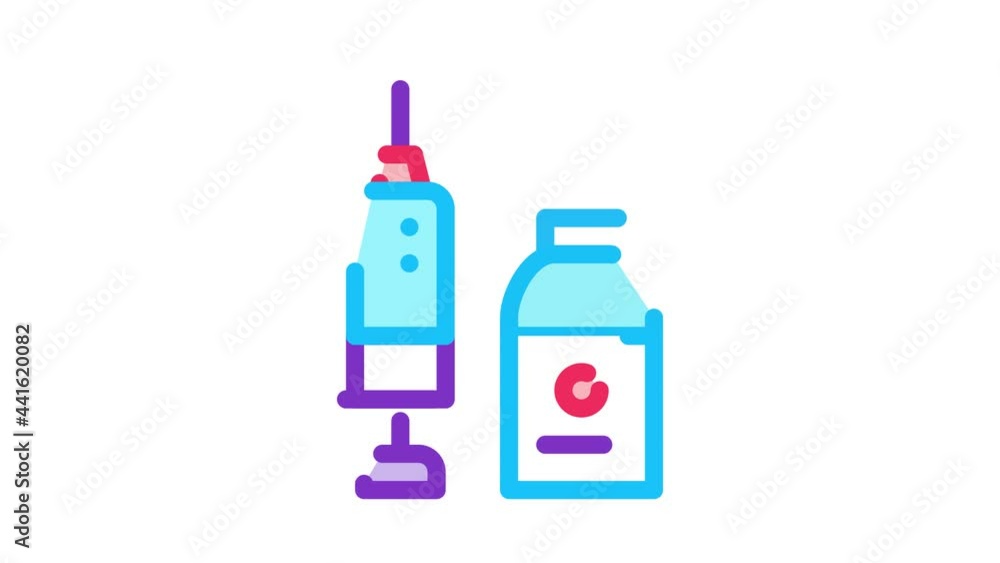 Syringe and Medicine Beaker Icon Animation. color Syringe and Medicine ...