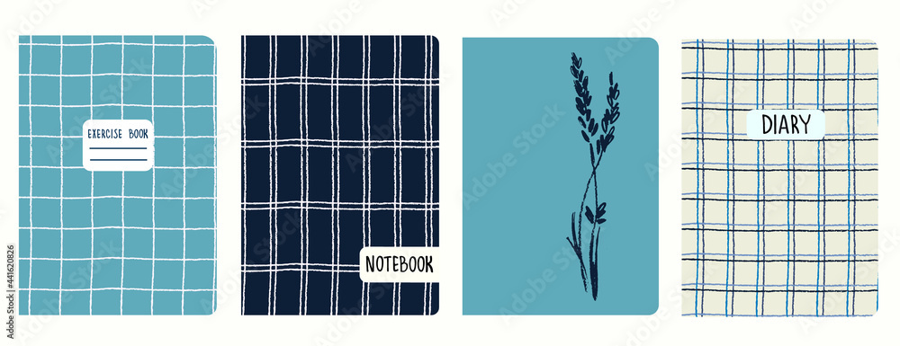 Cover page templates with hand drawn gridlines, lavender branch. Based ...