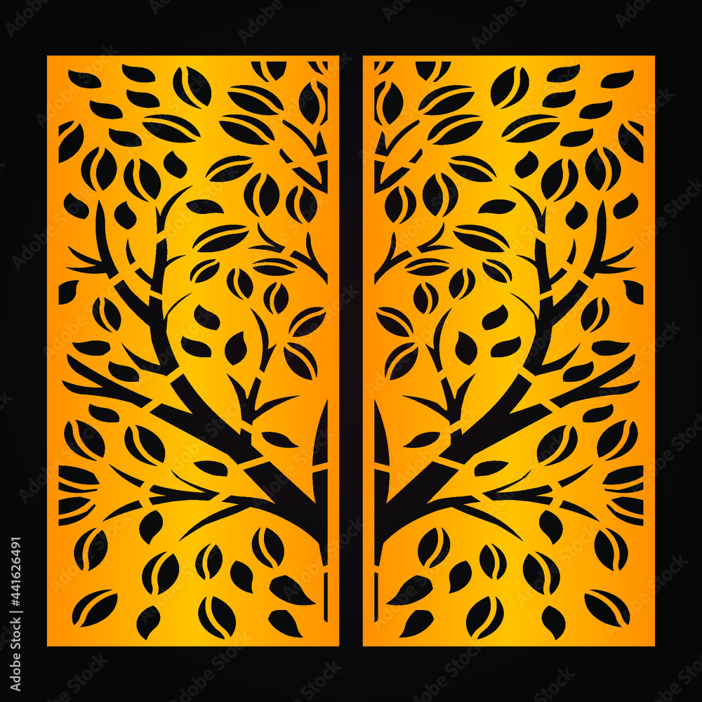 Laser and CNC cutting template, Golden color pattern and black color ...