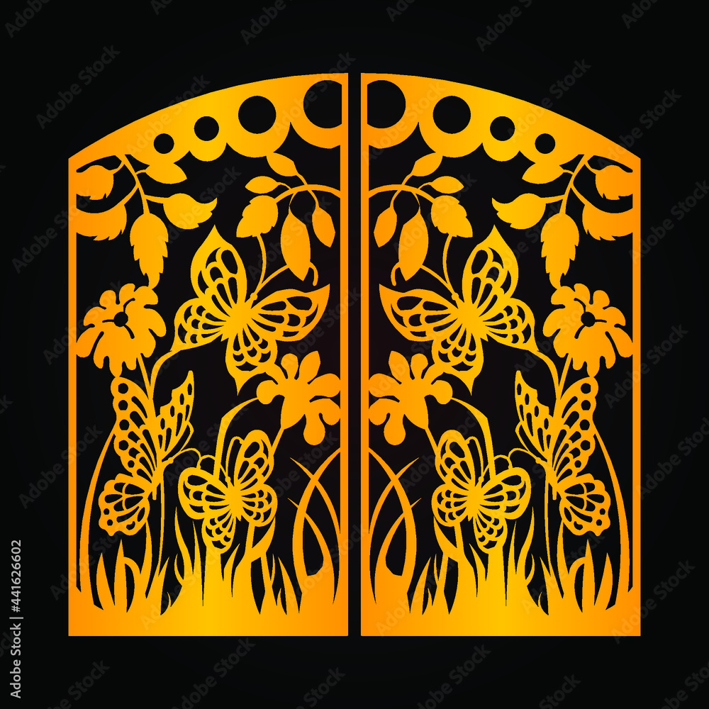 Laser cut gate panels, Modern gate design template, Creative CNC ...