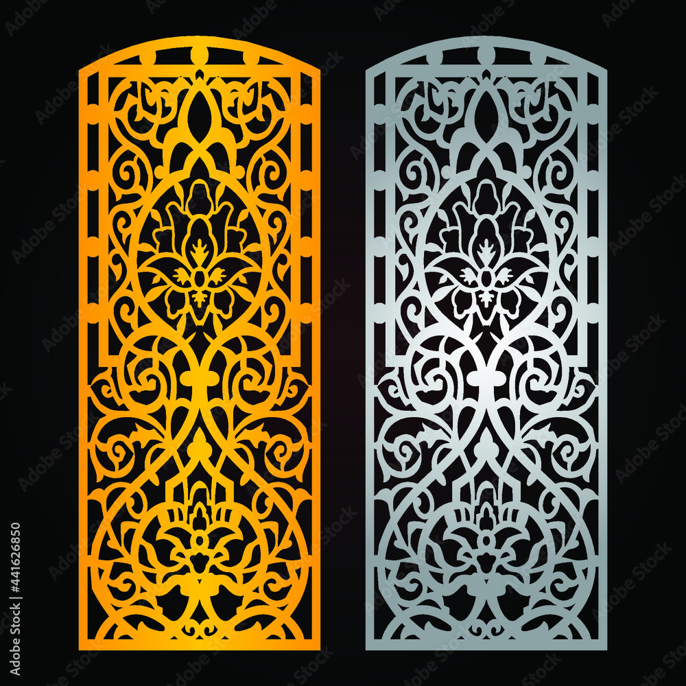 Laser and CNC cutting template, Golden color pattern and black color ...