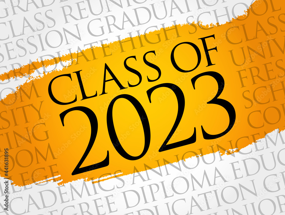 ภาพประกอบสต็อก CLASS OF 2023 word cloud collage, education concept ...