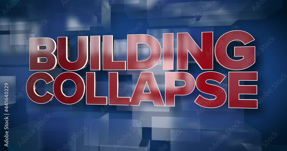 A red and blue dynamic 3D Building Collapse title page animation. Stock ...