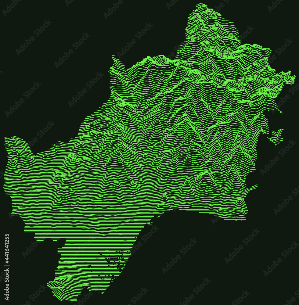 Topographic military radar tactical map of Malaga, Spain with emerald ...
