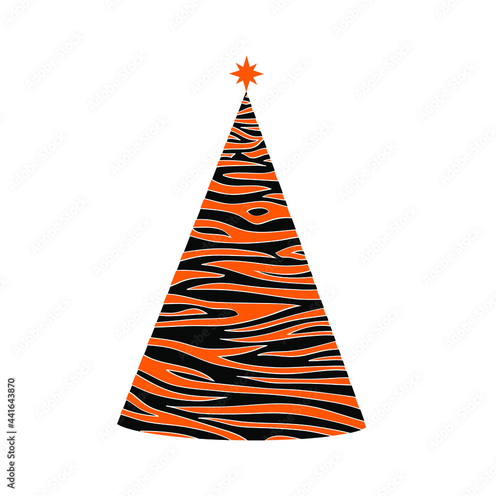 Christmas tree for the Year of the Tiger. Happy New Year vector ...