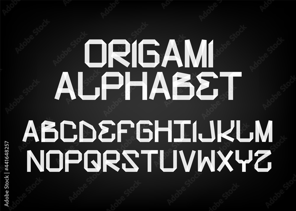 Designer font in the form of origami. Vector font. Part 1 Stock Vector ...