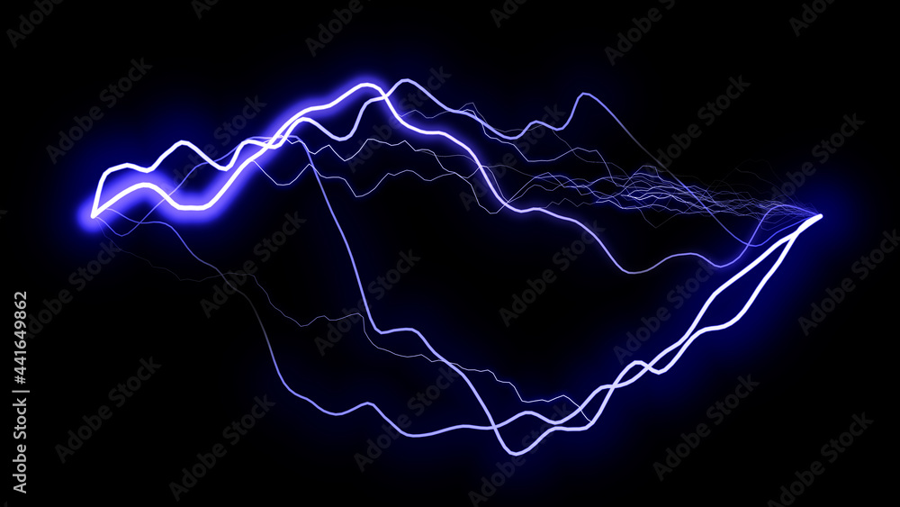 Realistic lightning isolated on black. Abstract background dangerous ...