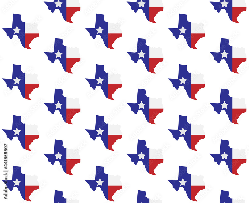 Vector seamless pattern of flat Texas flag state map silhouette ...