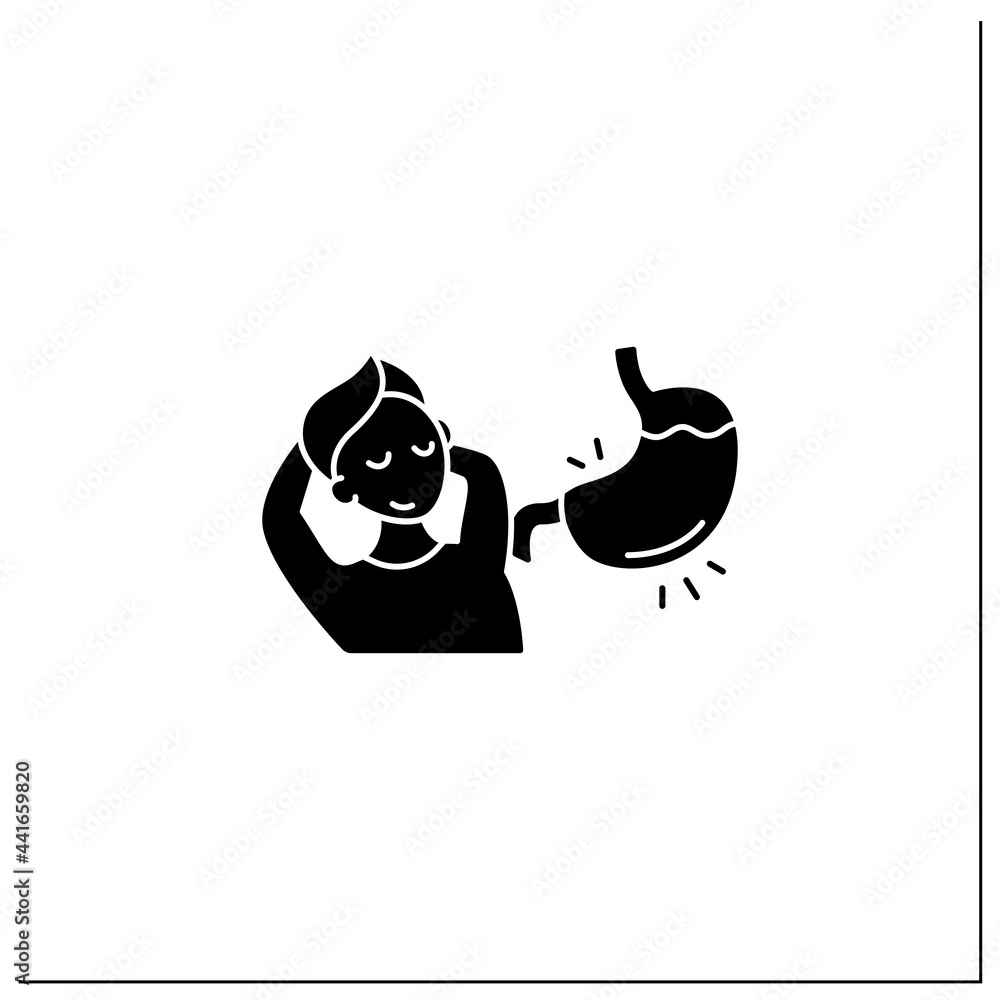 Fullness signals glyph icon. Full stomach. Satisfied feeling.Eating ...