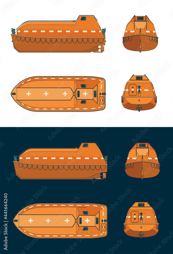 Lifeboat color blueprints Stock Vector | Adobe Stock