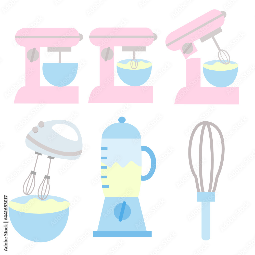 Electrical hand mixer and juicer isolated on white background.Kitchen ...